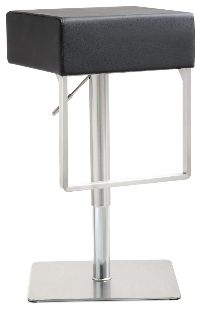 Elegant Bar Stool, Stainless Steel Frame With Footrest & Backless Black ...