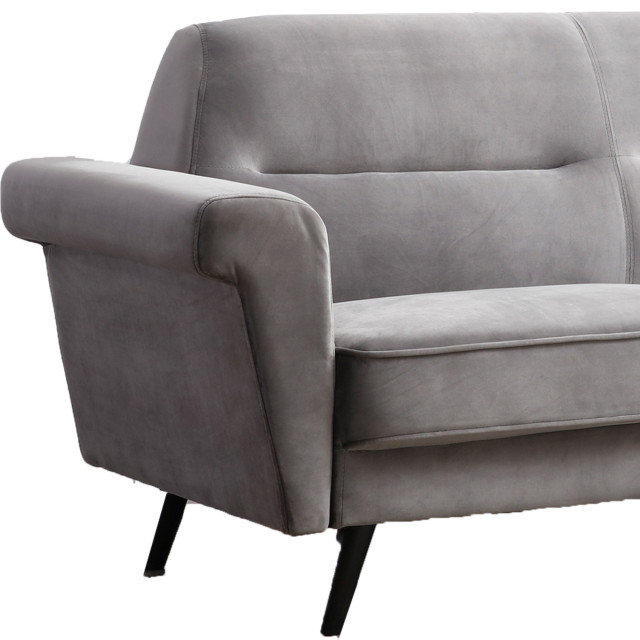 Fabric Upholstered Sofa with Key Arms and Canonical Legs, Dark Gray ...