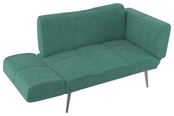 Home Square 2 Piece Upholstered Futon Set with Magazine Storage in Teal ...
