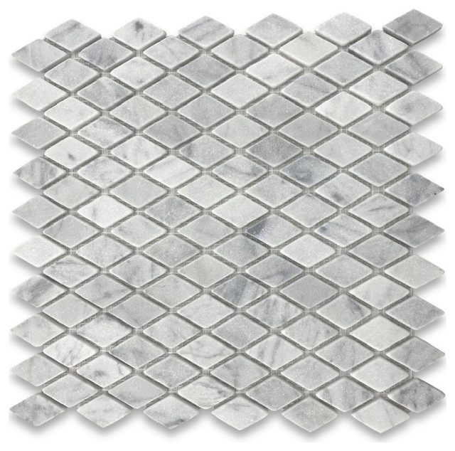 Non Slip Carrara White Marble Rhomboid Diamond Mosaic Tile Carrera, 1 ...