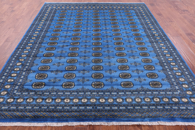 Blue 8' 1" X 9' 5" Silky Bokhara Hand Knotted Wool Rug - Q21940, 8' 1 ...