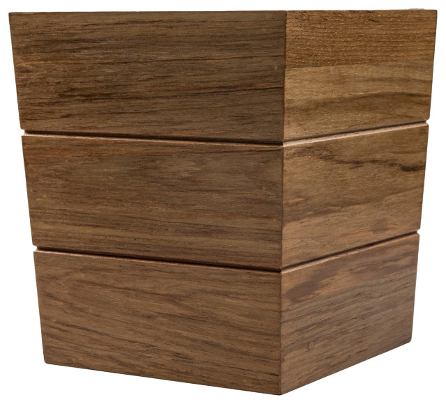 12" Traditional Solid Teak Large Waste Basket - Transitional ...