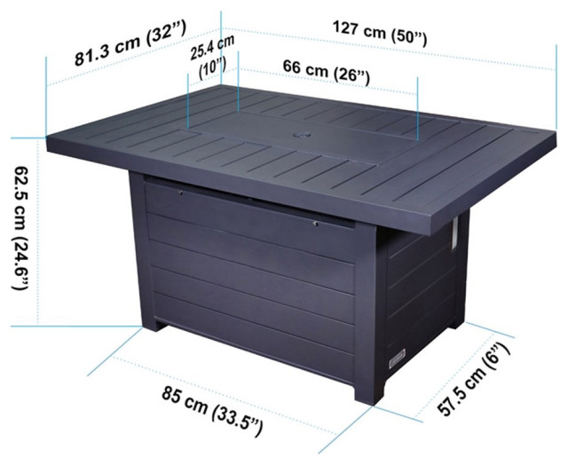 Sunbeam Serenity Modern Style Aluminum Fire Table in Gray Finish ...