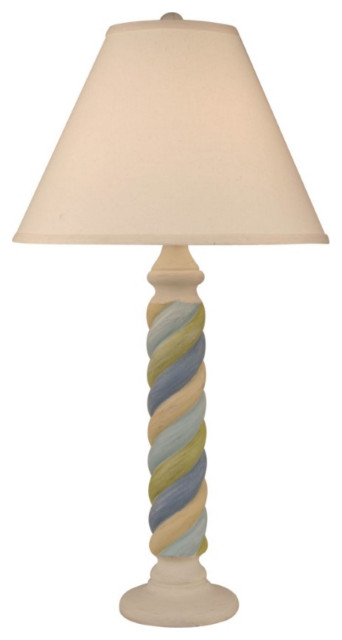 Cottage and Multi-Color Stripe Small Rope Table Lamp - Beach Style ...