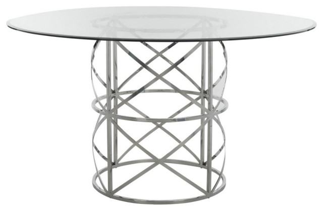 Zenith 54" Chrome Round Glass Top Dining Table - Contemporary - Dining ...