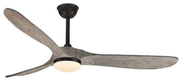 60" Modern Wooden LED Ceiling Fan with Remote Control, Dia52.0xh12.6 ...