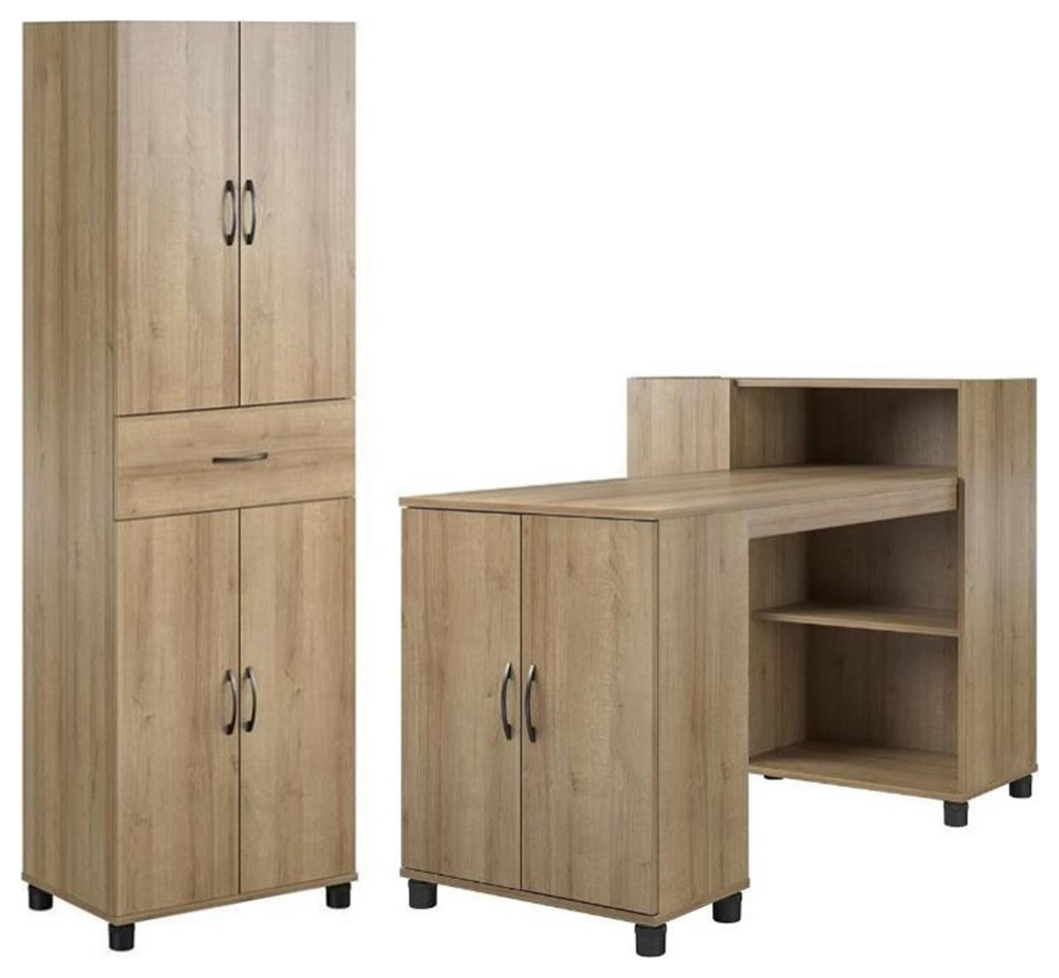 Home Square 2-Piece Set with Storage Cabinet with Drawer and Desk in ...