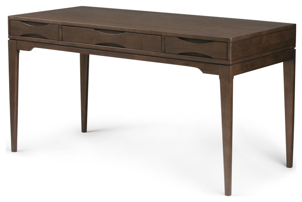 Solid Wood Mid Century Modern Desk with 2 Drawers, 60 Inch Wide ...