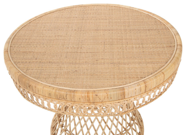 Round Rattan Peacock Small Dining Table, Natural - Tropical - Dining ...