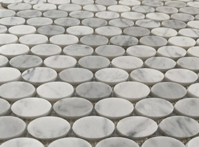 Carrara Venato Carrera White Marble Ellipse Oval Mosaic Tile Honed, 1 ...