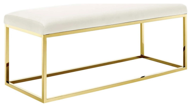 Tasha White Fabric Bench - Contemporary - Upholstered Benches - by Love ...