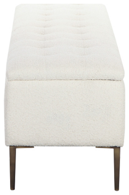 Ili Storage Bench Boucle White - Transitional - Accent And Storage ...