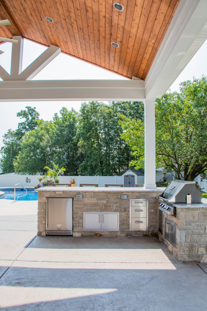 Open Gable Pool House with Fireplace and Grilling Area - Courtyard - St ...