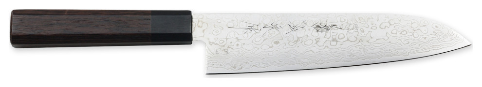 Kikuichi Steel Nickel Warikomi Damascus 7-Inch Santoku Knife ...