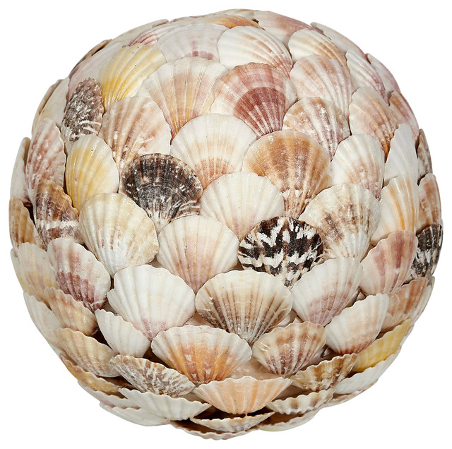 Scallop Shell Orb, 8" - Beach Style - Decorative Objects And Figurines ...