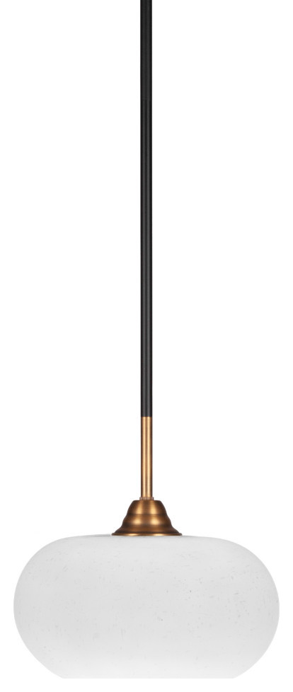 Paramount 1-Light Mini Pendant, Matte Black & Brass, 10" White Muslin ...