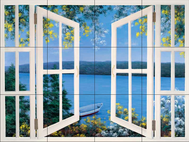 Tile Mural, Dr-Island Time With Window by Diane Romanello, 36" x 24 ...