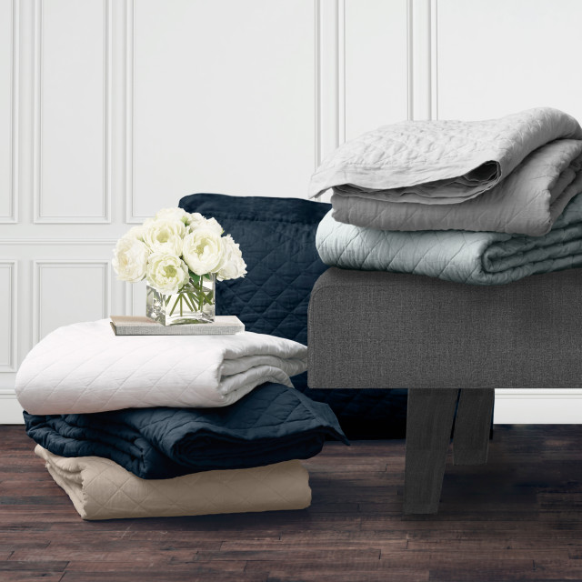 Linen Cotton Diamond Quilt, 1 Piece, Twin - Transitional - Quilts And ...