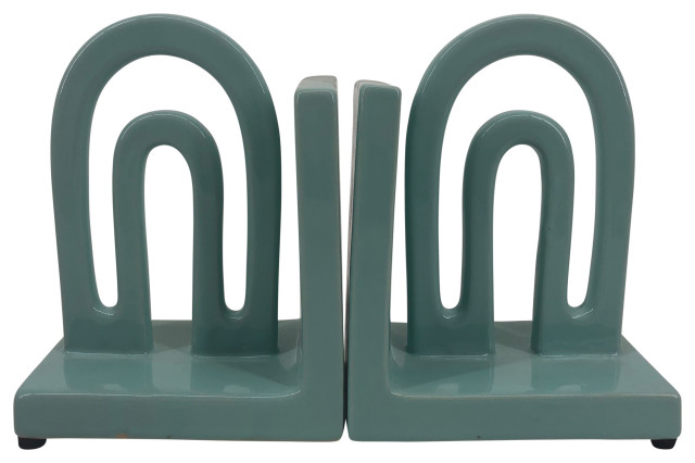 Ceramic 2-Piece Set 6" Arch Bookends, Mint, 5x3x6" - Contemporary ...