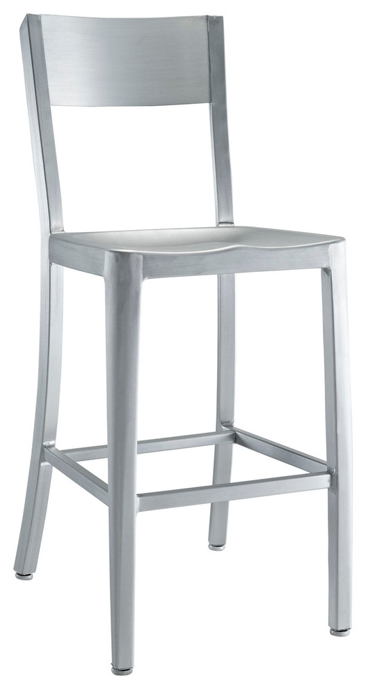 Modern Contemporary Dining Kitchen Metal Counter Stool Silver, 37"H ...