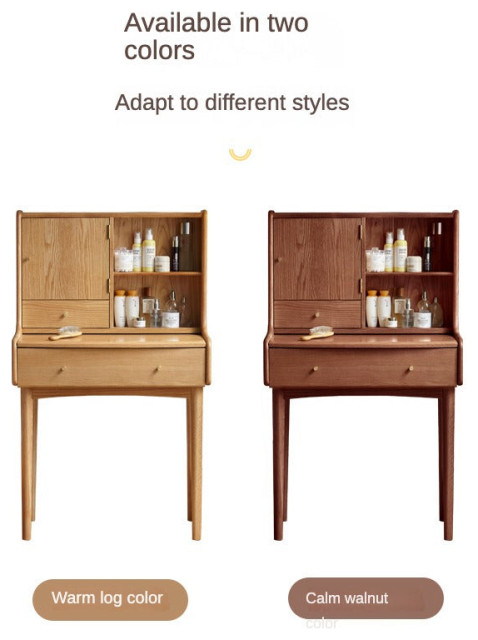 Oak Solid Wood Dressing Table, Makeup Table, 33.5" - Midcentury - Bedroom & Makeup Vanities - by ...