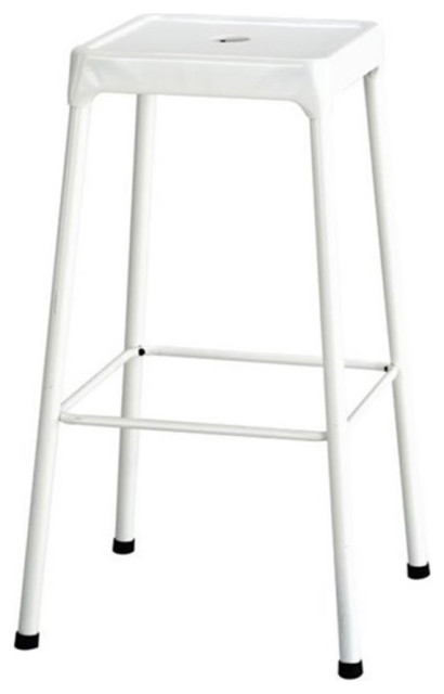 Pemberly Row 29" Metal Backless Bar Stool with Nylon Glides in White ...