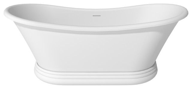 67in Freestanding Solid Surface Stone Bathtub Double-Ended High-Back ...