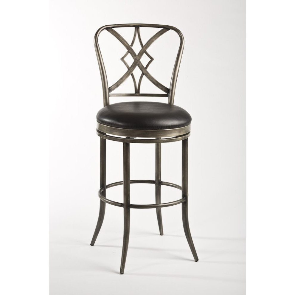 Hillsdale Jacqueline Swivel Counter Stool, Rubbed Pewter/Black, 30" - Transitional - Bar Stools ...
