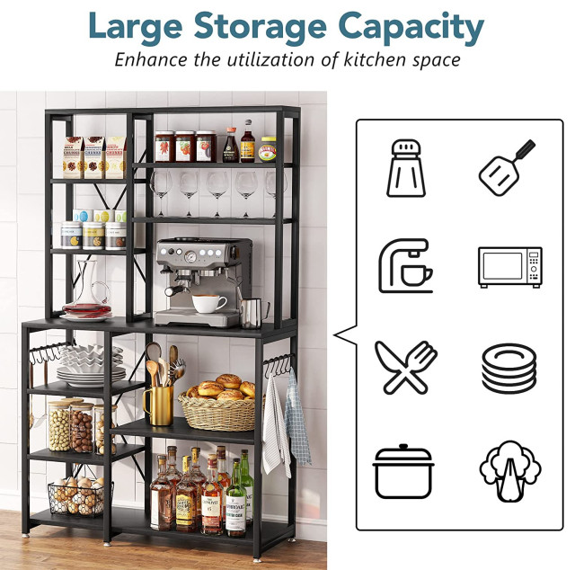 Tribesigns Kitchen Bakers Rack With Hutch, 10 Tier Microwave Oven Stand ...
