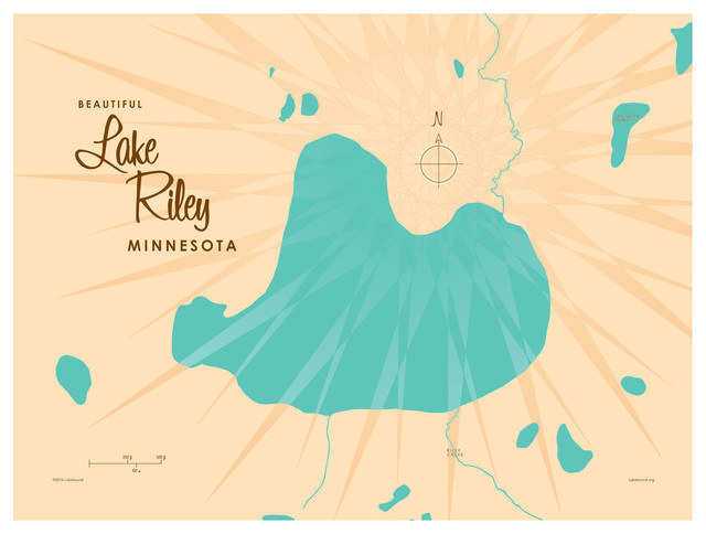 Lakebound Lake Riley Minnesota Map Art Print, 9"x12" - Contemporary ...