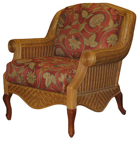 Palm Beach Arm Chair in Cinnamon, Yvonnealoe Fabric - Tropical ...