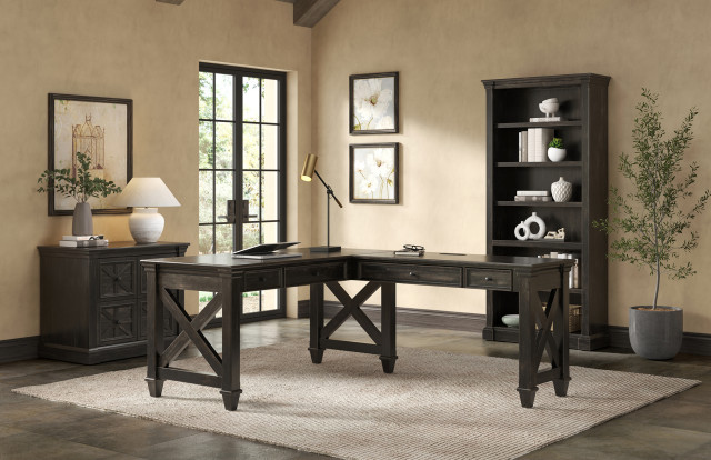 Traditional Wood Electronic Sit Stand Desk Dark Brown - Industrial ...