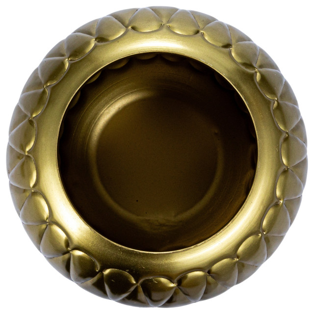 Decorative Embossed Metal Container, Gold - Contemporary - Decorative ...