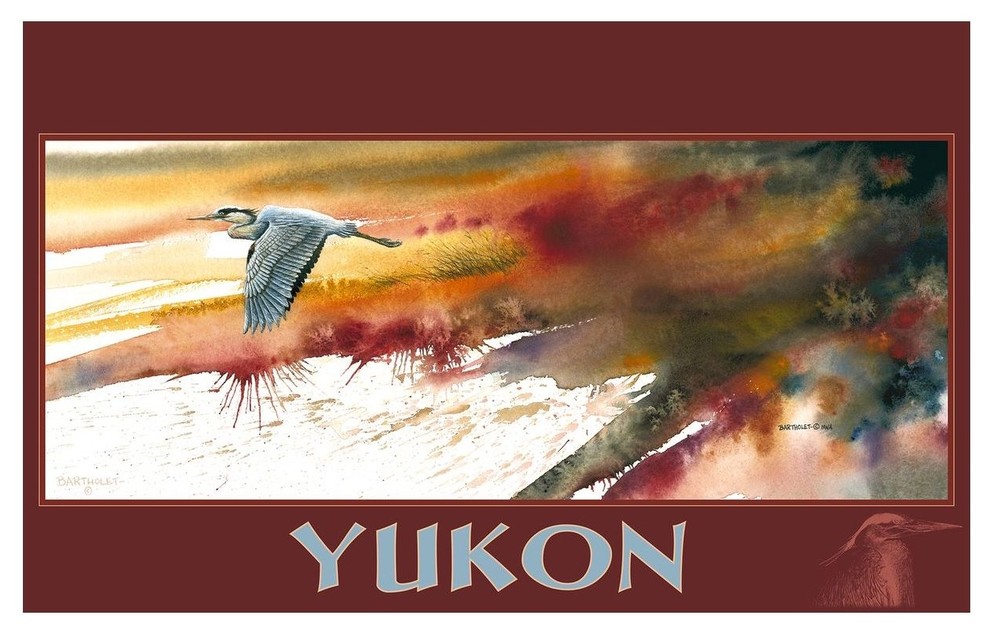 by Artist Dave Bartholet Yukon Canada Heron Art Print, 30"x45 ...