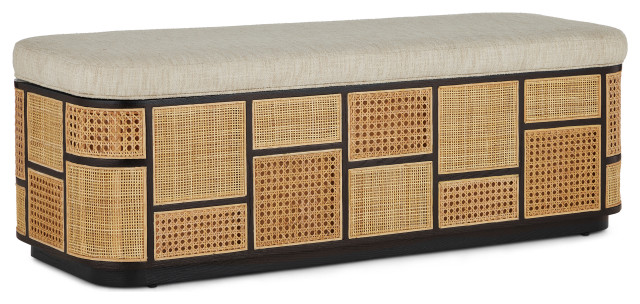 Anisa Black Storage Bench, Trailside Natural Instinct Safari - Tropical ...