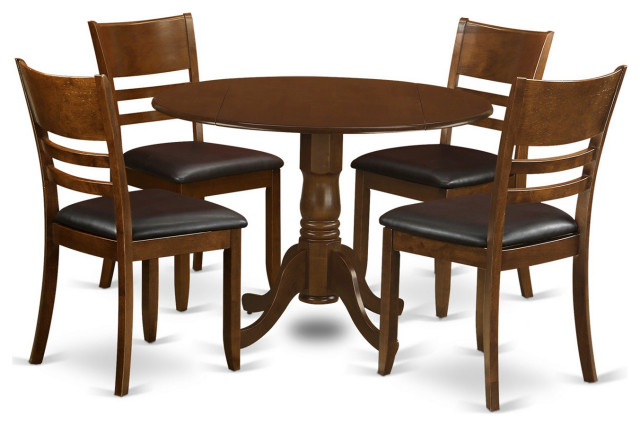 3 Pc Dinette Table With 2 Drop Leaves And 2 Leather Kitchen Chairs ...