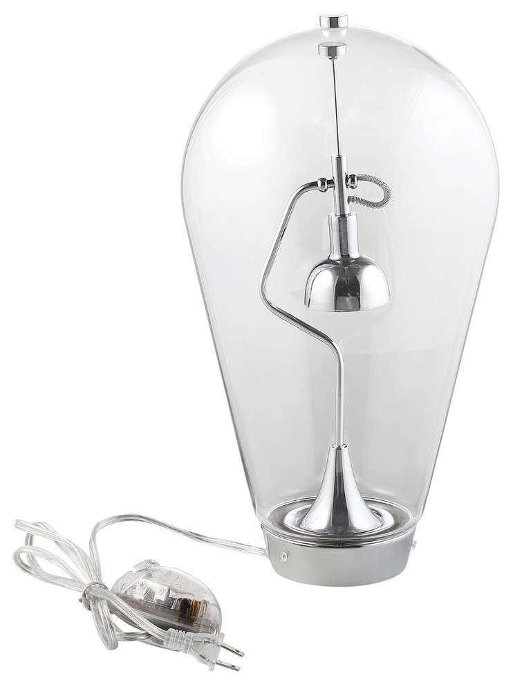 Modern Urban Contemporary Glass Top Table Lamp, Silver Glass ...