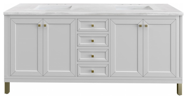 72 Inch Modern Farmhouse White Double Sink Vanity Solid Surface, James ...