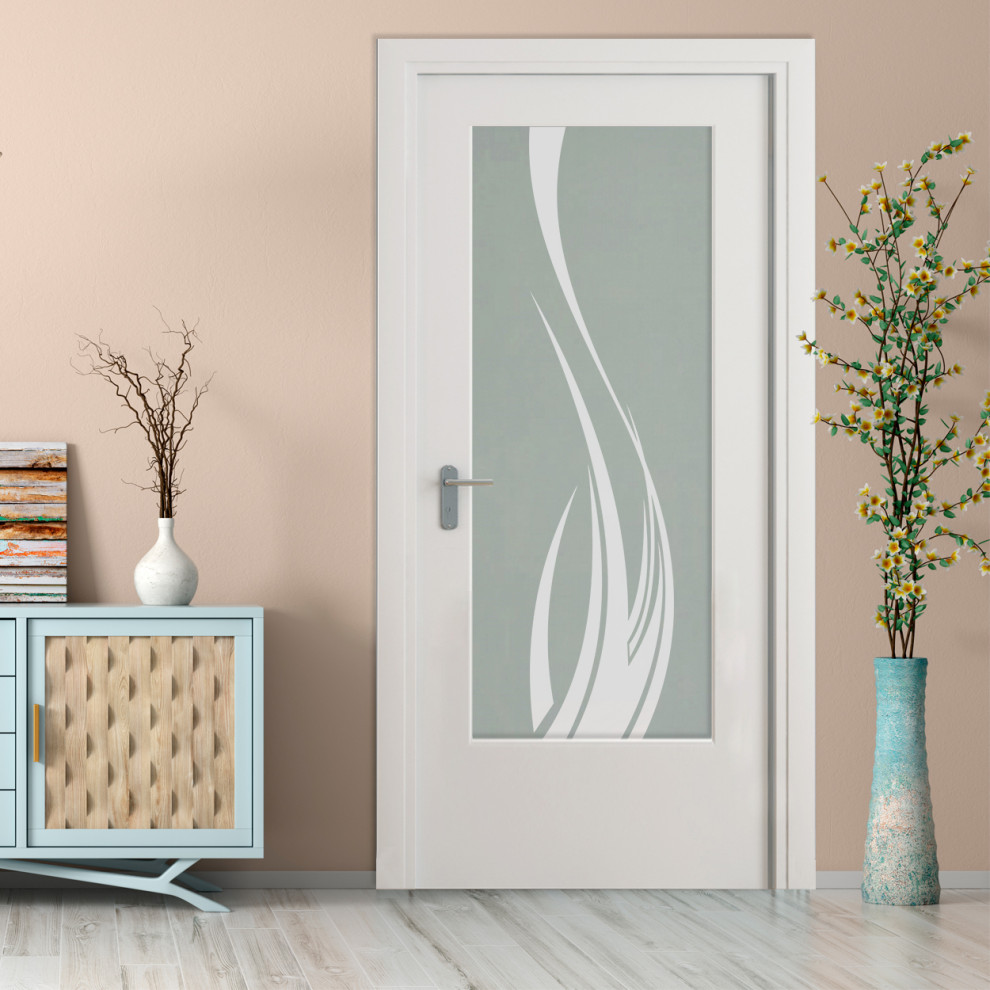 Handcrafted White Interior Wood Door with Glass Insert, 22"x 84 ...