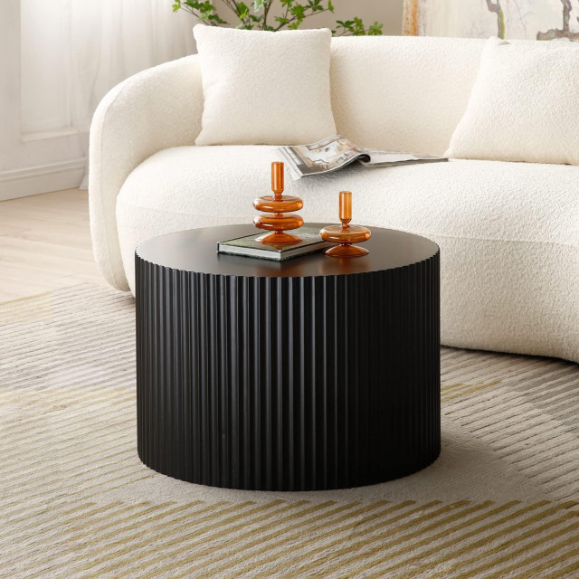 Set of 2 Modern Coffee Table, Round Design With Surrounding Line ...