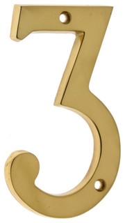 Genuine Solid Brass 4" House Number: #3 - Transitional - House Numbers ...