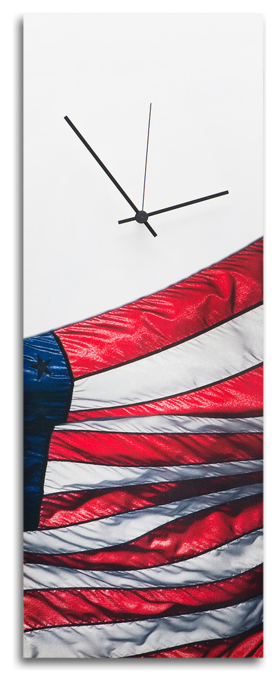 US Flag Clock, Patriotic Metal Wall Clock, American Flag Decor - Modern ...