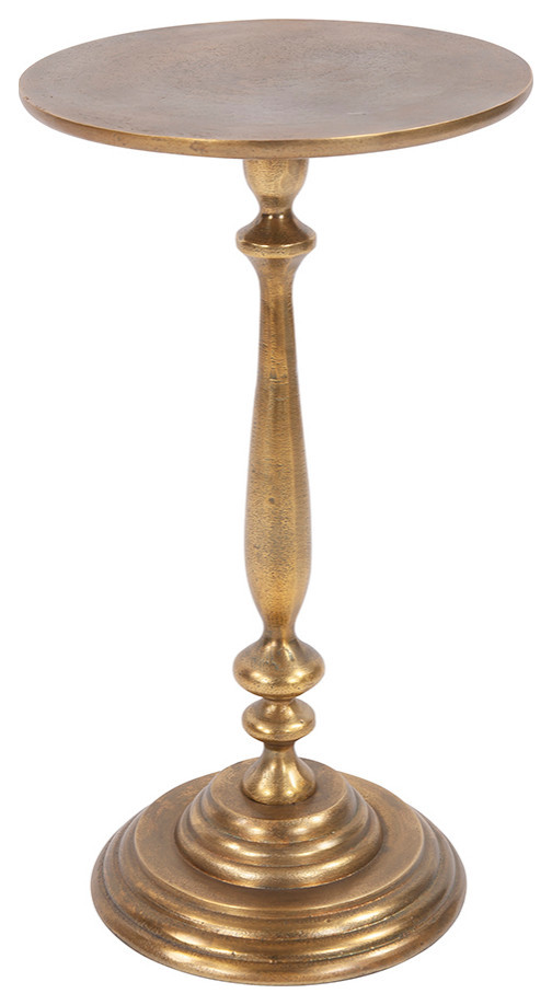 Candlestick Antique Brass Martini Table - Traditional - Side Tables And ...
