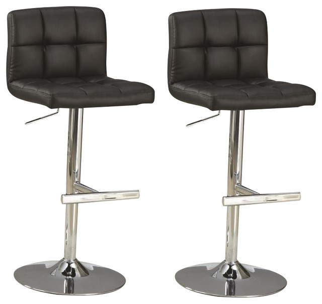 Coaster Adjustable Height Bar Stool in Black (Set of 2) - Contemporary ...