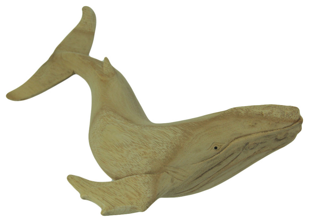 Hand Carved Wooden Swimming Humpback Whale Figure, One Size - Beach ...