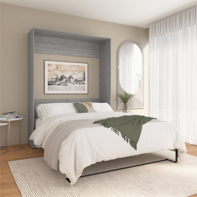 Bestar USA Claremont Engineered Wood Queen Murphy Bed in White, Queen ...