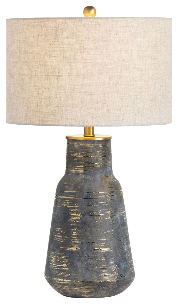 Trinity 28" Urn Table Lamp With Linen Drum Shade, Gray - Farmhouse ...