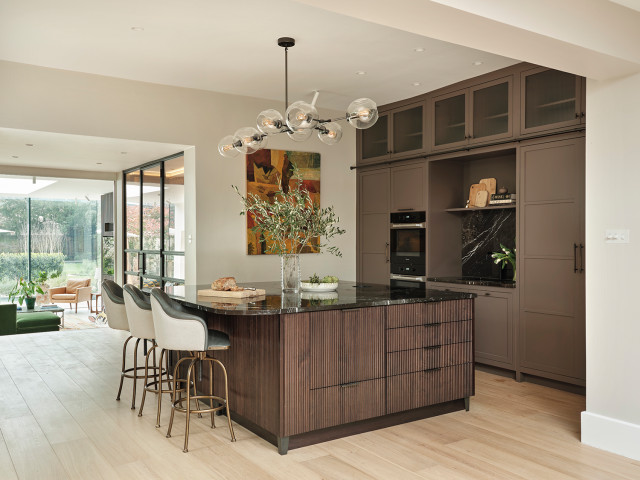 Fluted Walnut and Painted Shaker Kitchen - Contemporary - Kitchen ...