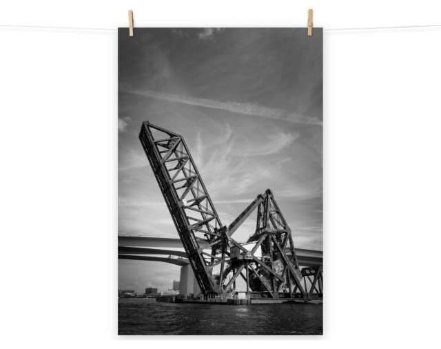 Modern Industrial Wall Decor: Train Drawbridge 2 Black & White Photo ...