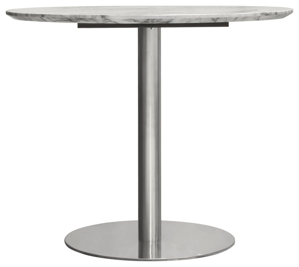 Stella 36" Round Dining Table With Metal Base, Silver - Contemporary ...